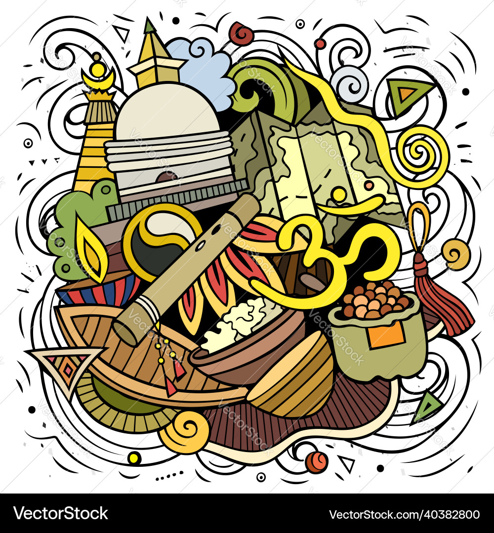 Nepal cartoon doodle Royalty Free Vector Image