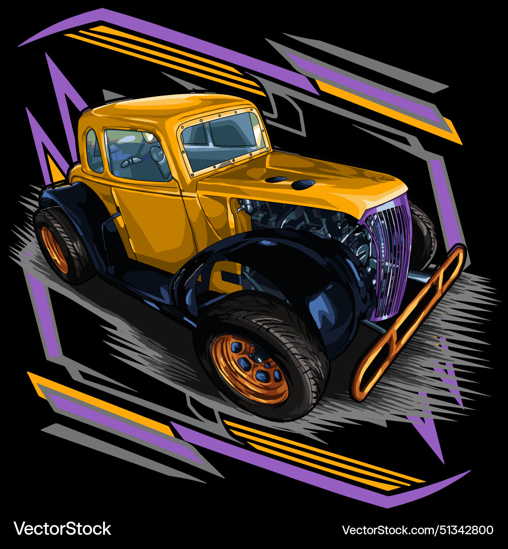 Orange drag racing car with grey strip Royalty Free Vector