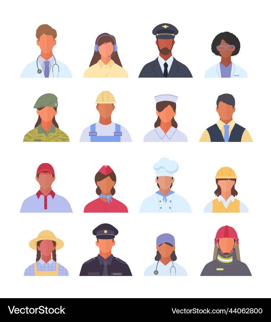Professions avatars builders doctors cook Vector Image