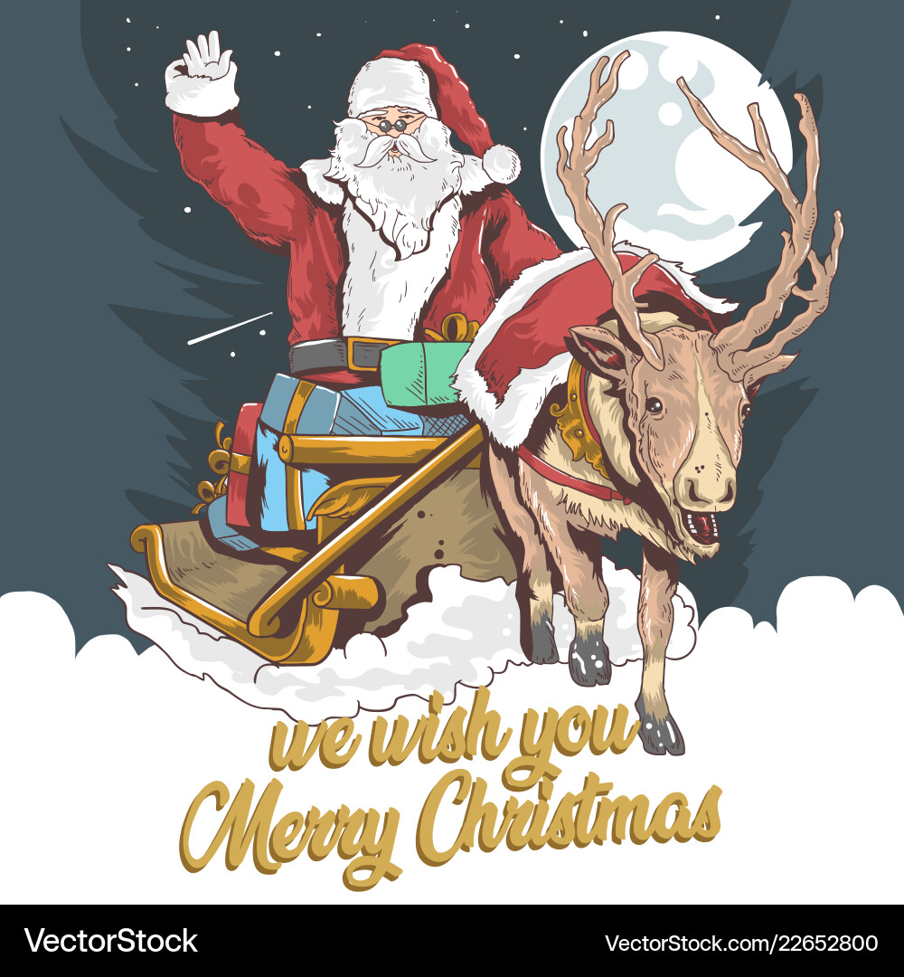 Santa claus and deer Royalty Free Vector Image