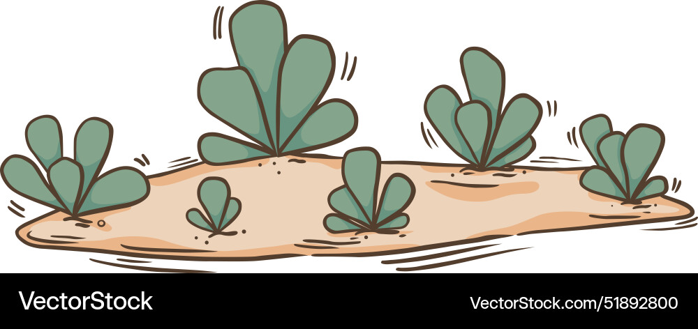 Tropical plants on soil mound border Royalty Free Vector