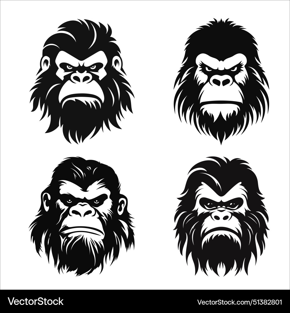 Bigfoot face black color Royalty Free Vector Image