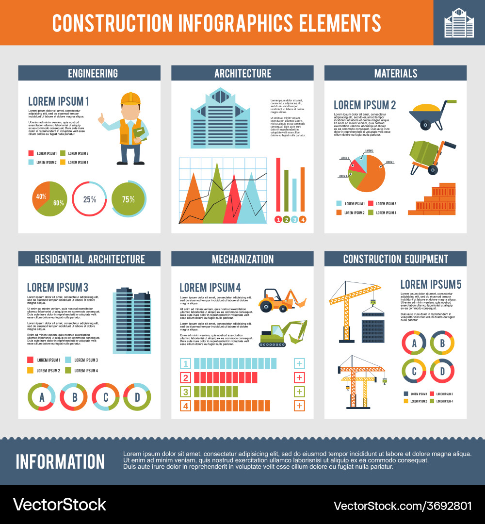 Construction infographic set Royalty Free Vector Image