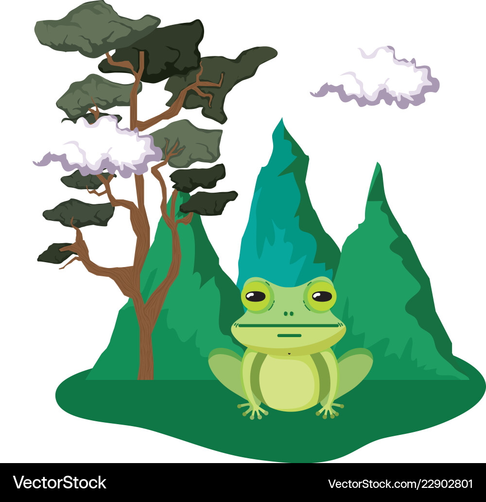 Cute toad in the landscape Royalty Free Vector Image
