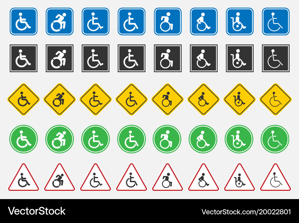 Disabled handicap icons Royalty Free Vector Image