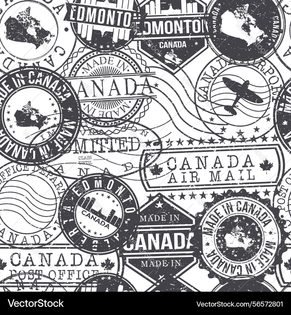 Edmonton canada stamp pattern Royalty Free Vector Image