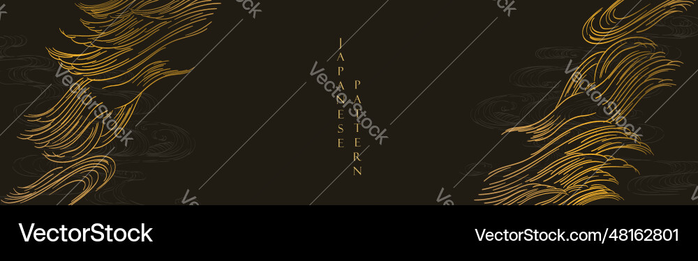 Hand drawn wave element with japanese pattern Vector Image