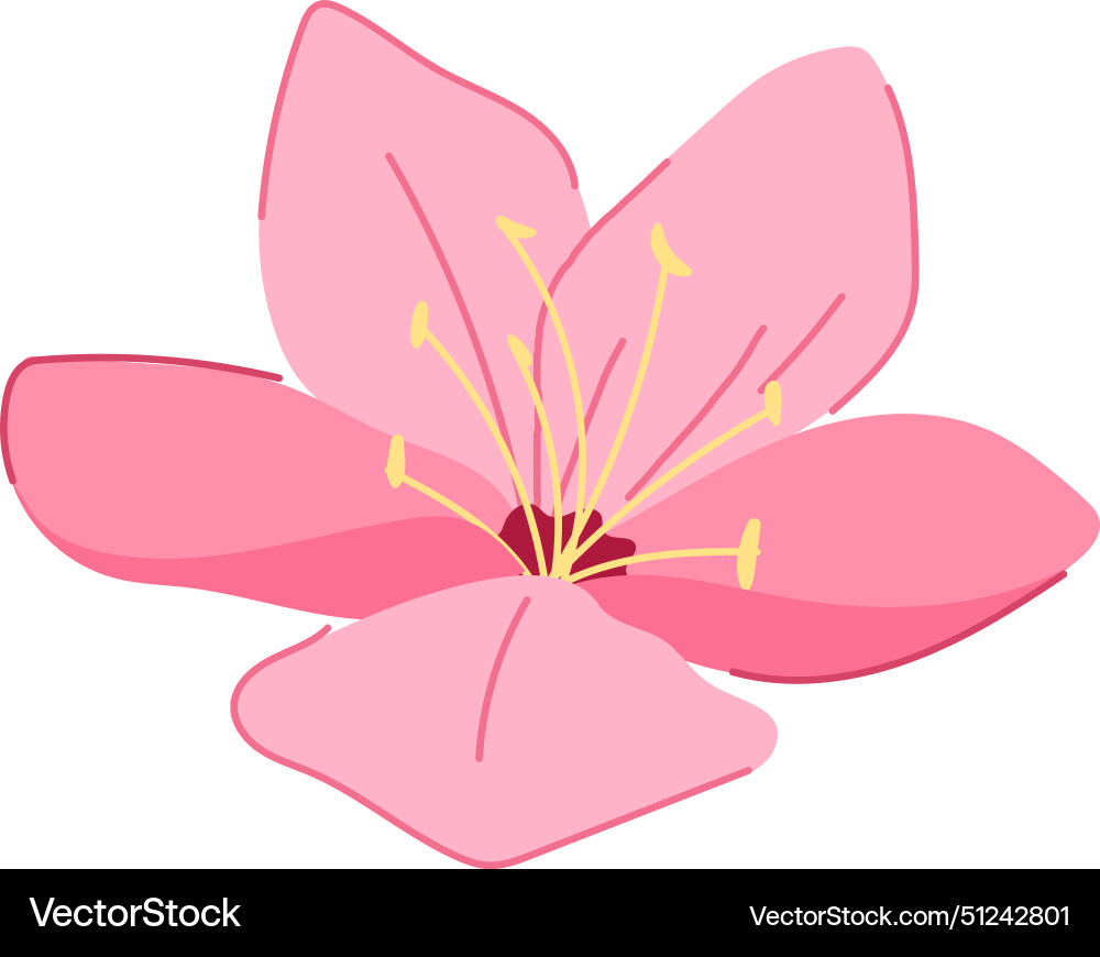Japanese sakura cherry blossom cartoon Royalty Free Vector