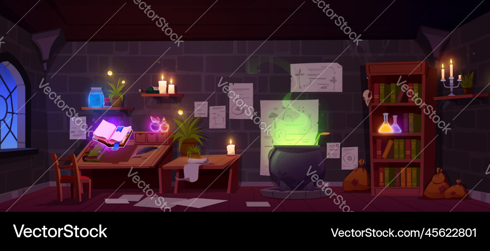 Magician room interior design Royalty Free Vector Image