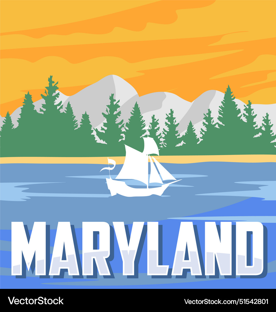 Maryland state with beautiful views Royalty Free Vector
