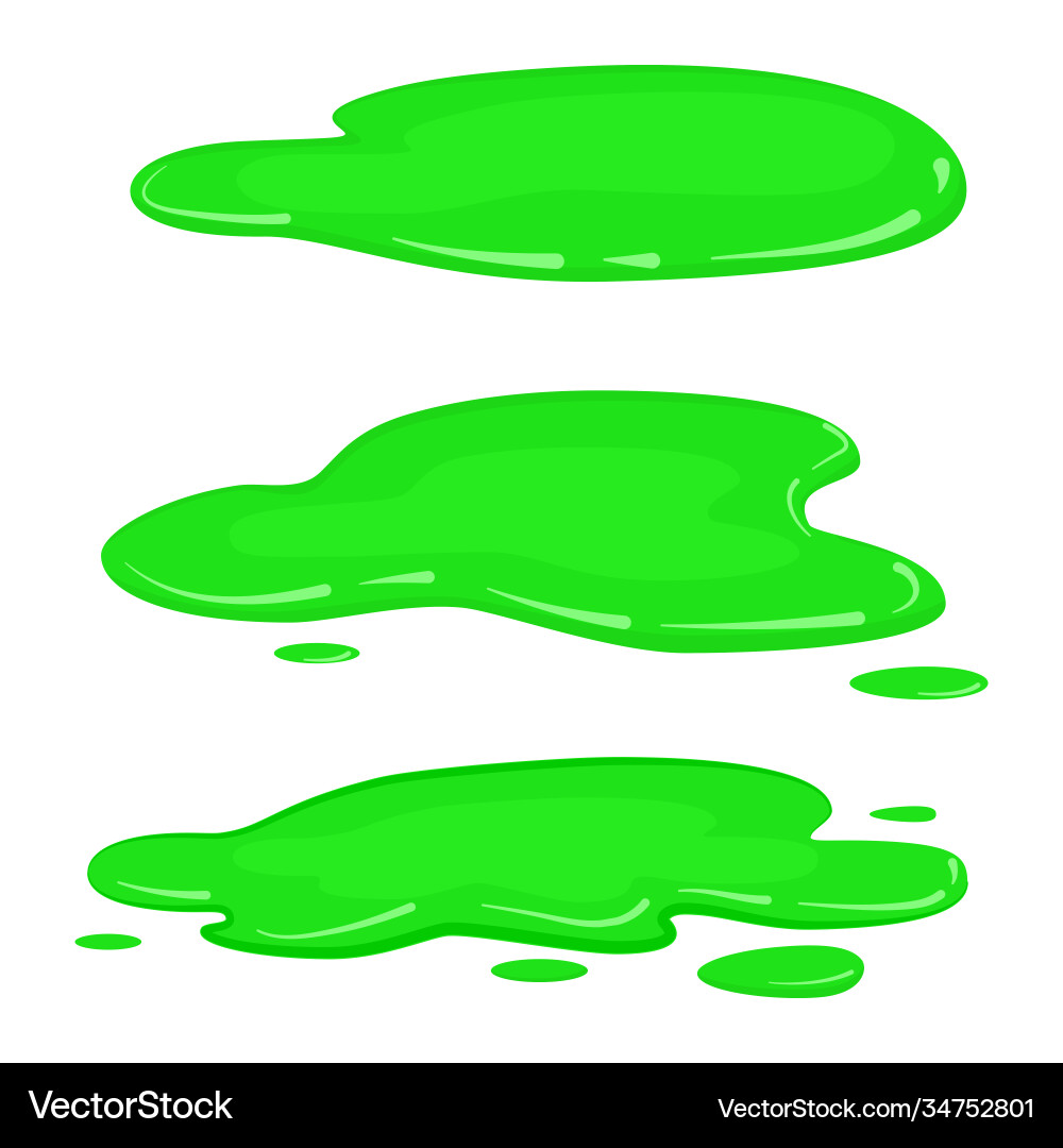 Set puddles green slime liquid toxic mold Vector Image