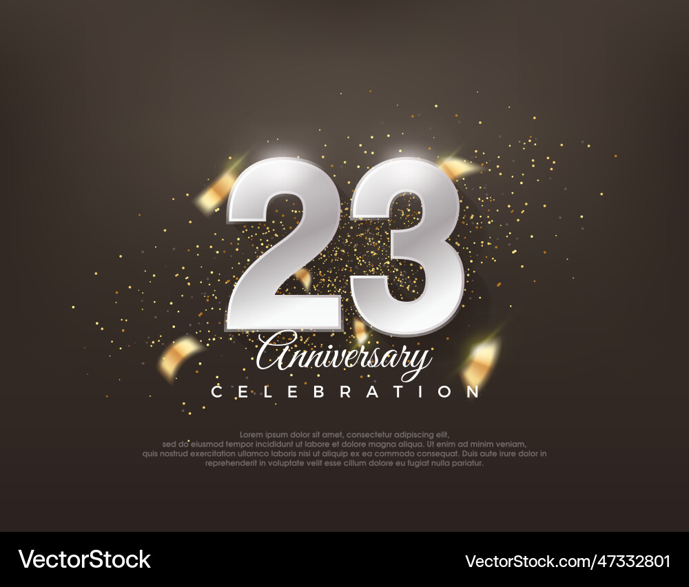 Silver metallic number 23rd luxurious and elegant Vector Image