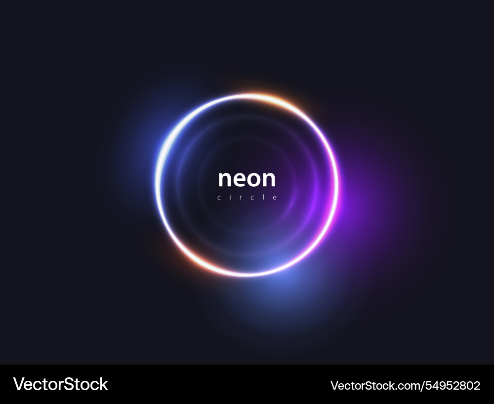 Abstract glow neon ring background shine round Vector Image