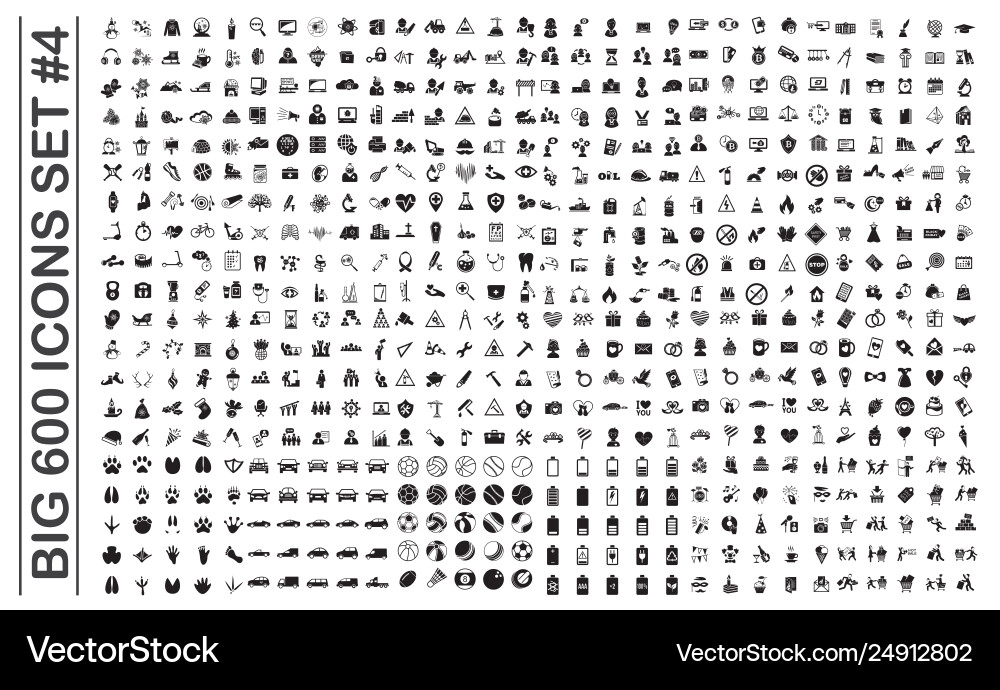 Big 600 icons set on background for graphic Vector Image