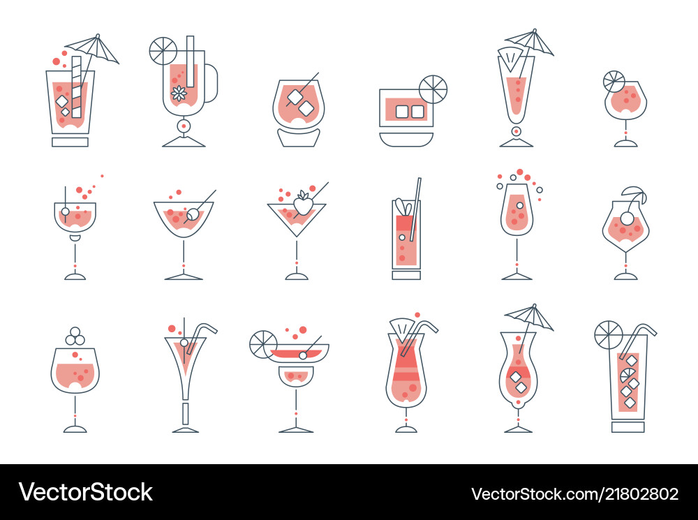 Cocktail Line Art Collection Royalty Free Vector Image