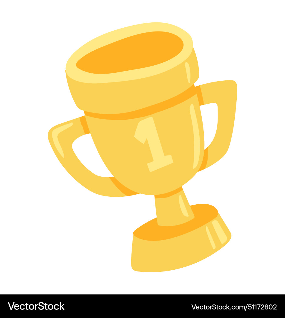 Golden cup in flat design first place trophy Vector Image