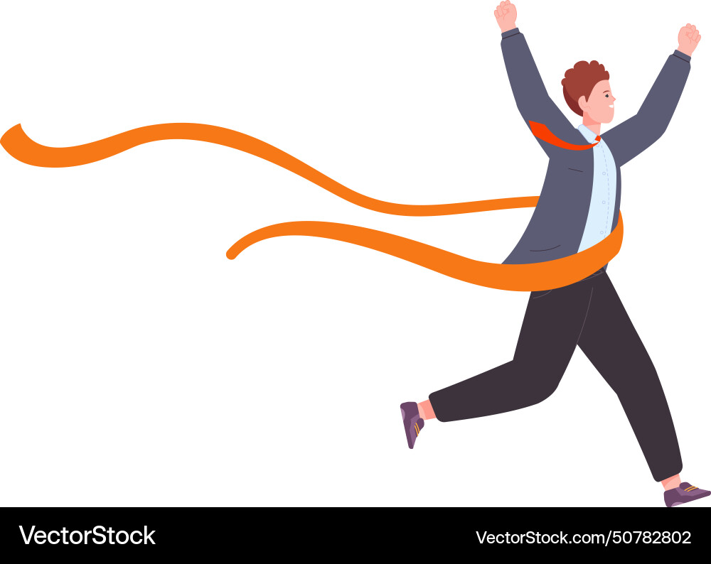 Happy man win work competition job success Vector Image
