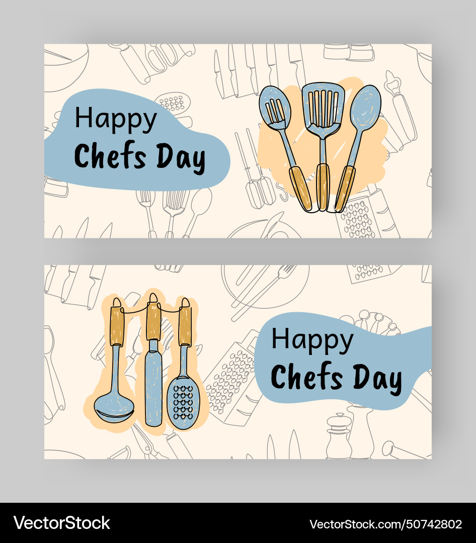 Kitchen tools chefs day card household Royalty Free Vector