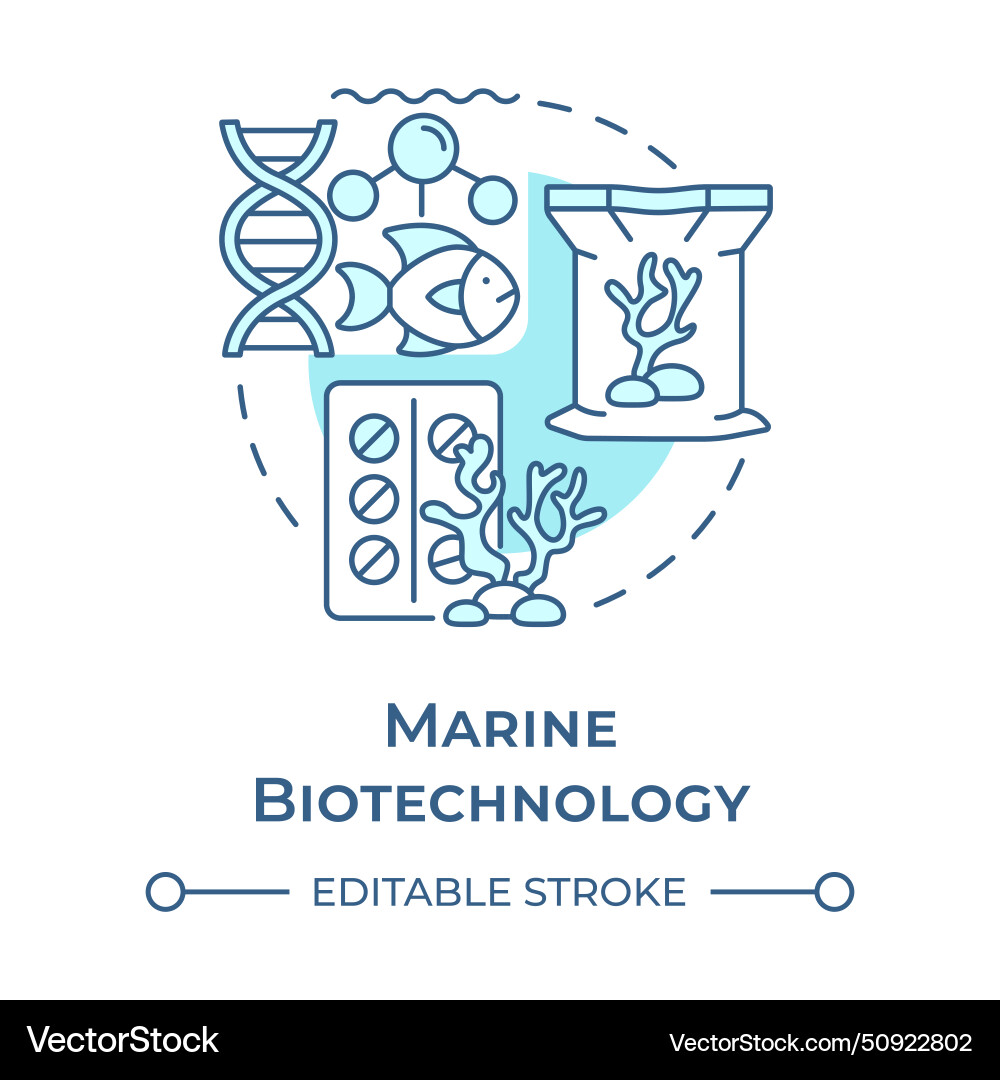Marine biotechnology soft blue concept icon Vector Image