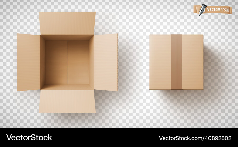 Realistic cardboard boxes Royalty Free Vector Image