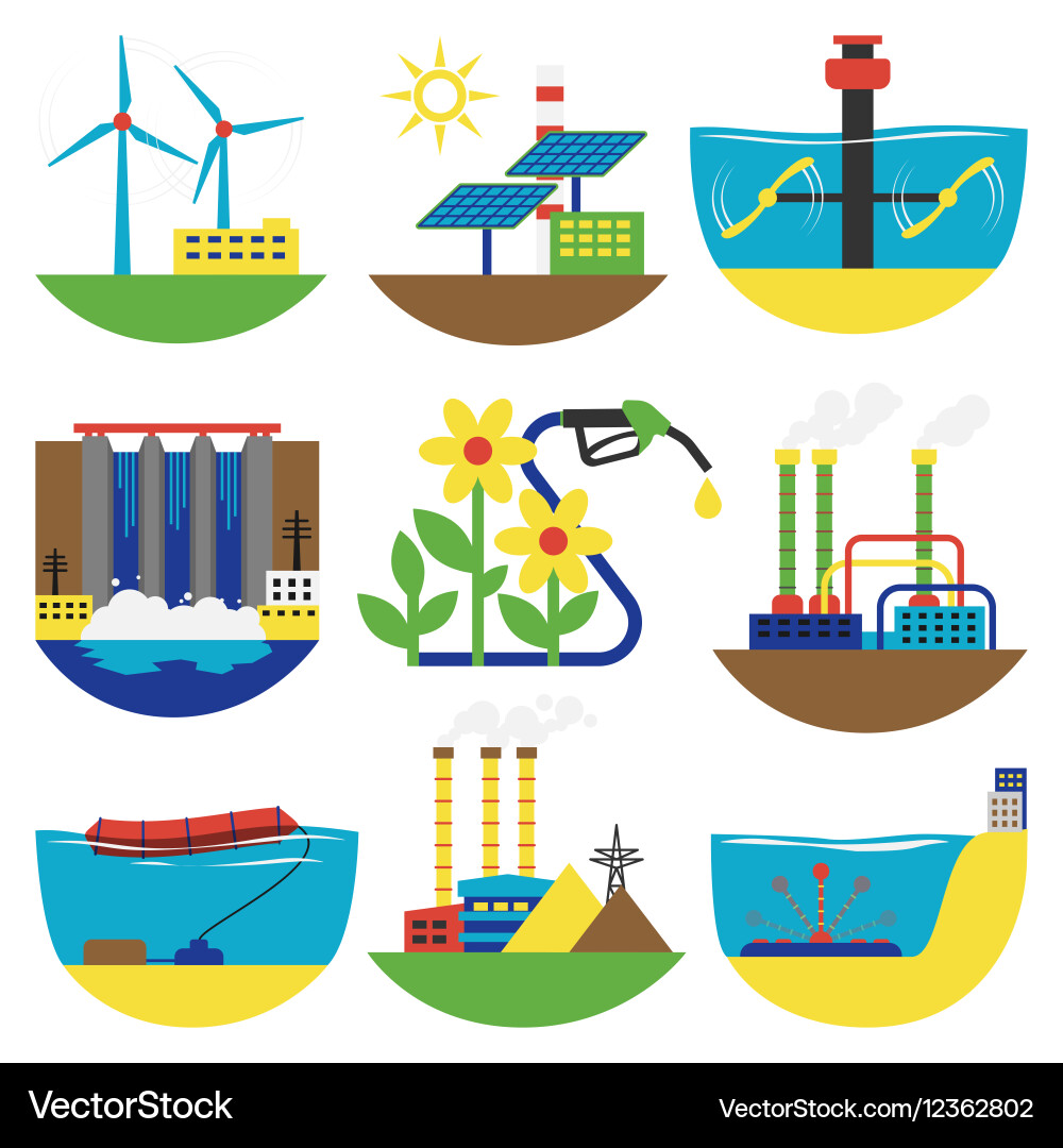 Renewable Energy Icons Royalty Free Vector Image