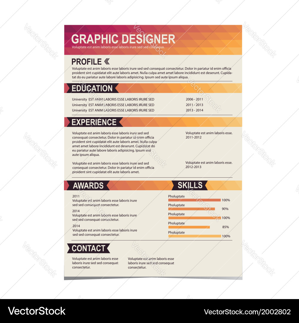 Resume template cv creative background Royalty Free Vector