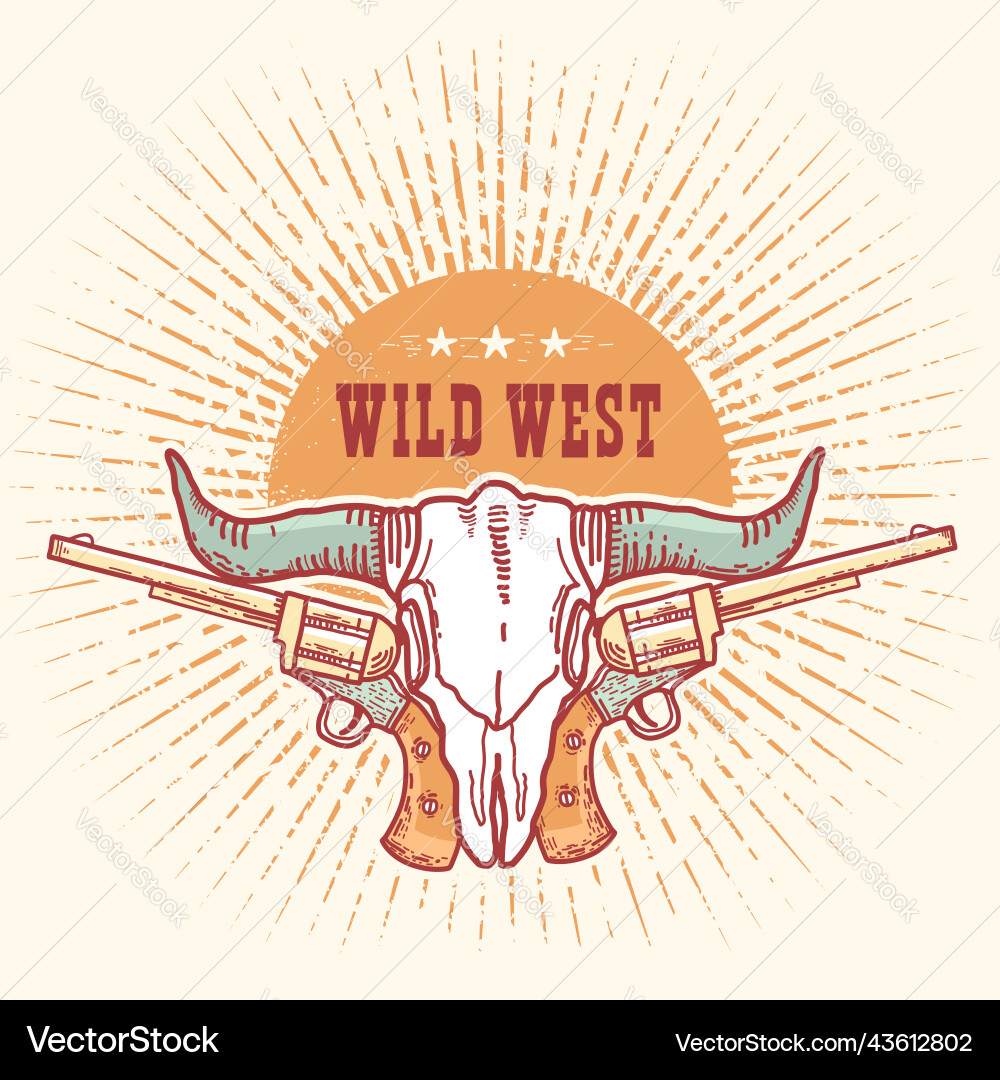 Wild west symbol with western text cowboy Vector Image