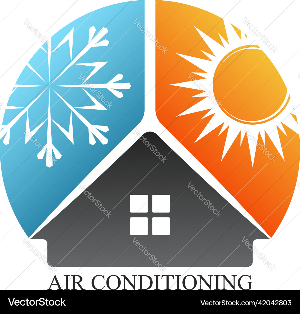 Air conditioner symbol and home heating system Vector Image