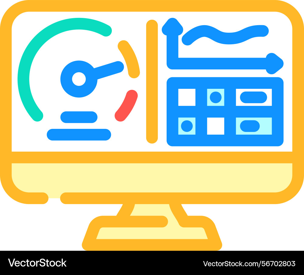 Benchmarking screen gaming pc color icon Vector Image