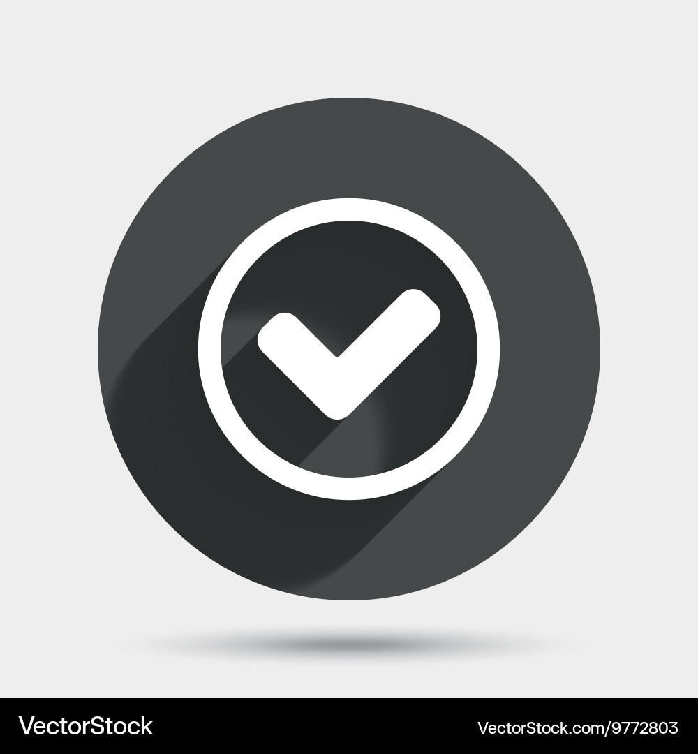 Check mark sign icon yes circle symbol Royalty Free Vector