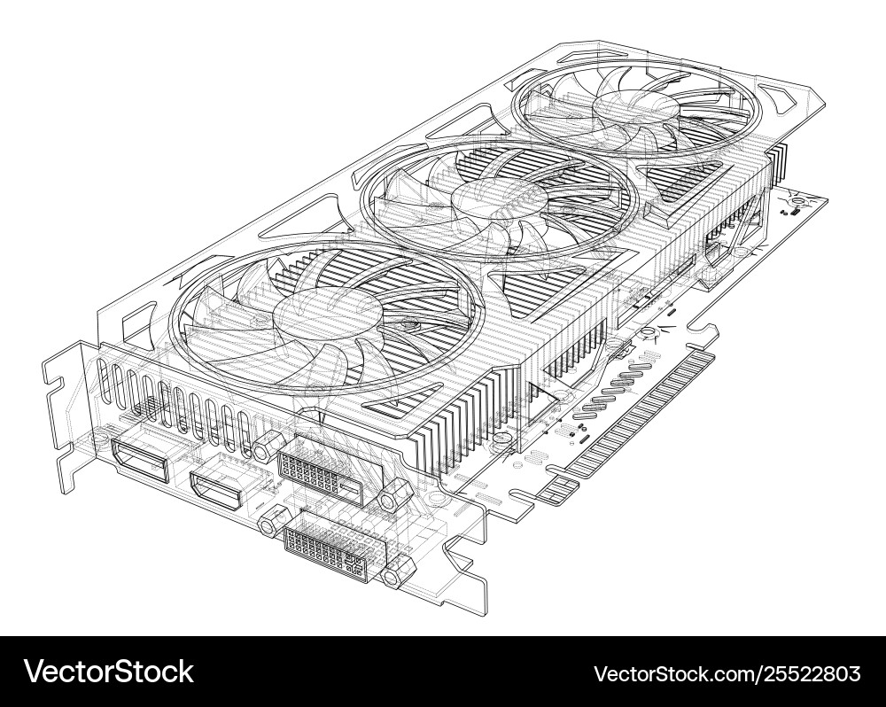 Gpu card outline Royalty Free Vector Image - VectorStock