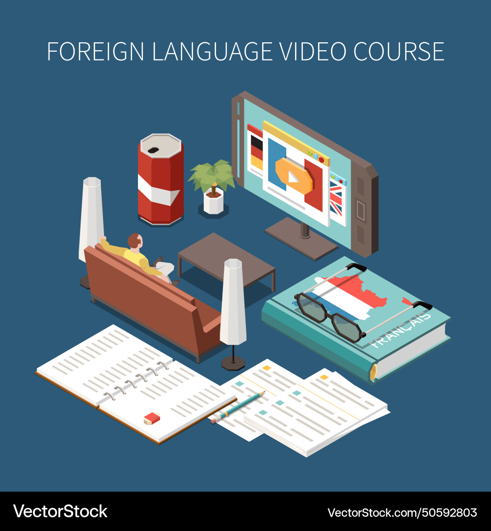 Language course composition Royalty Free Vector Image