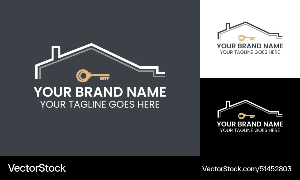 Logo with house and key symbol Royalty Free Vector Image