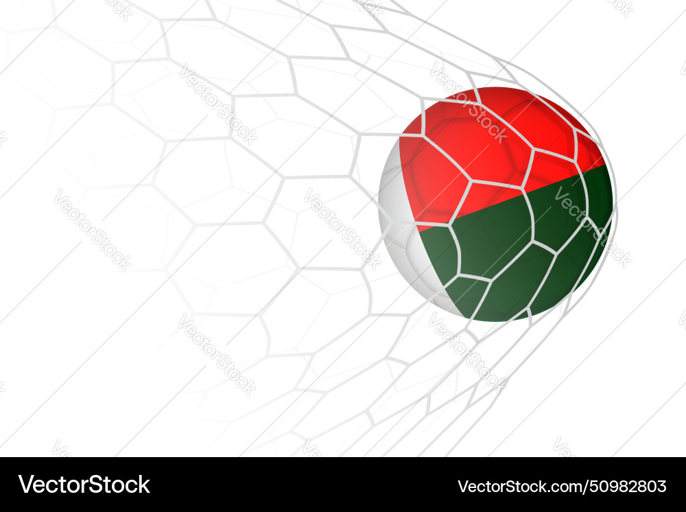 Madagascar flag soccer ball in net Royalty Free Vector Image