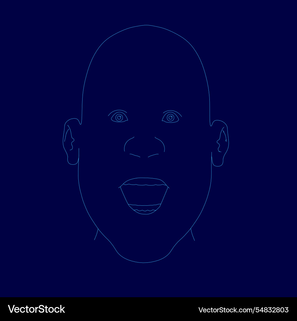 Mans face is drawn in blue the smiling Royalty Free Vector
