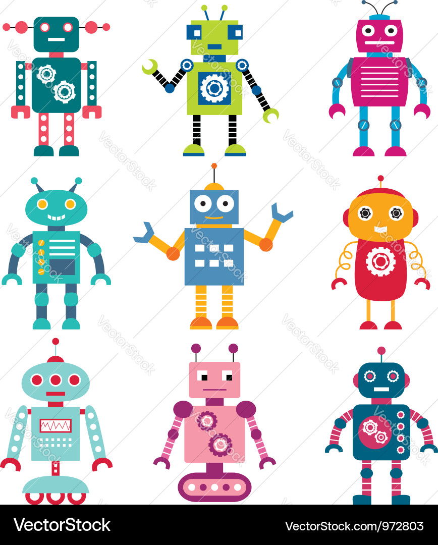 Robots set Royalty Free Vector Image - VectorStock
