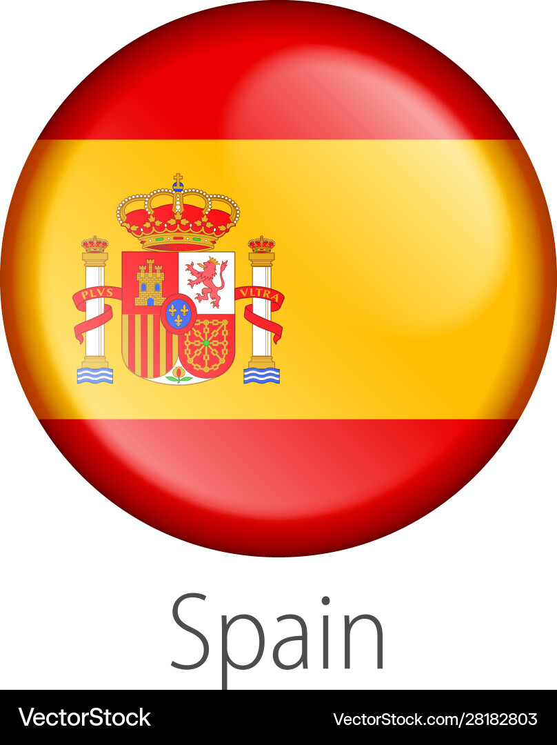 Spain round button flag Royalty Free Vector Image