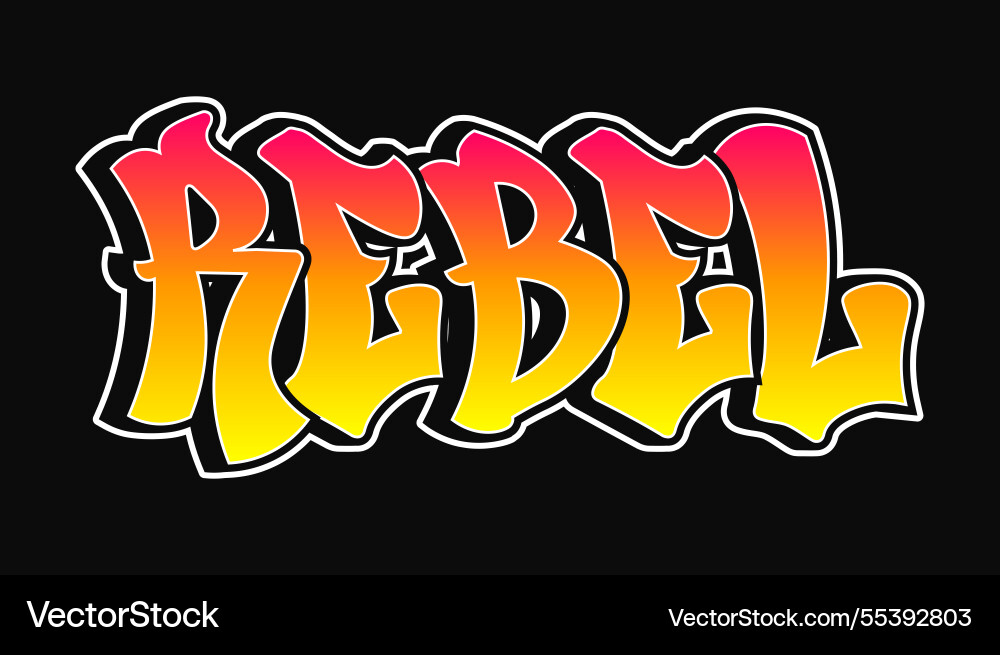 Word rebel written in graffiti style Royalty Free Vector