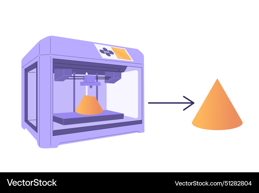 3d printer machine is printing object Royalty Free Vector