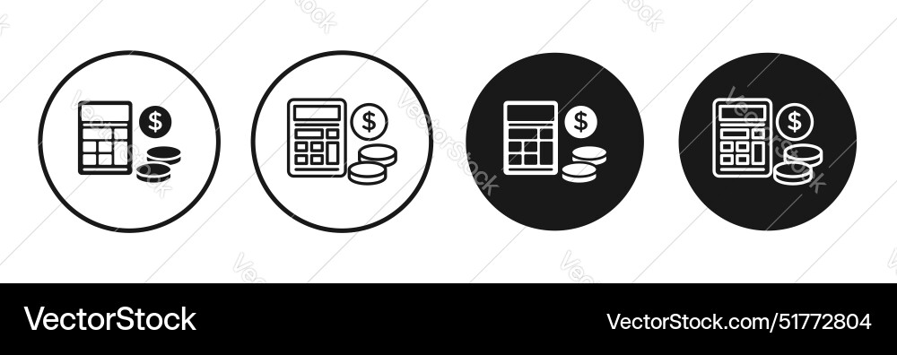 Budget icon set black filled and outlined style Vector Image