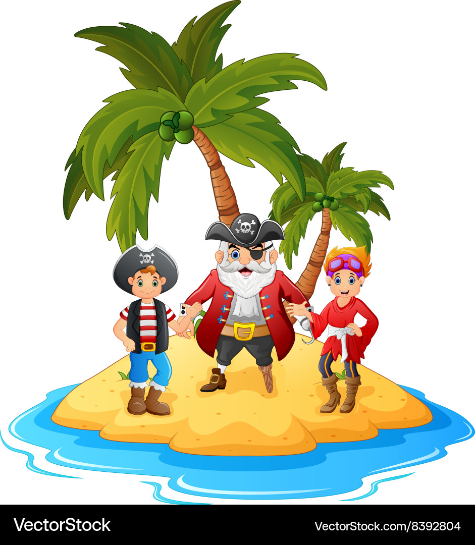 Cartoon pirate in the island Royalty Free Vector Image