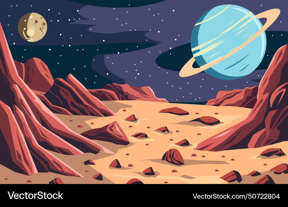 Flat design of beautiful landscape in outer space Vector Image