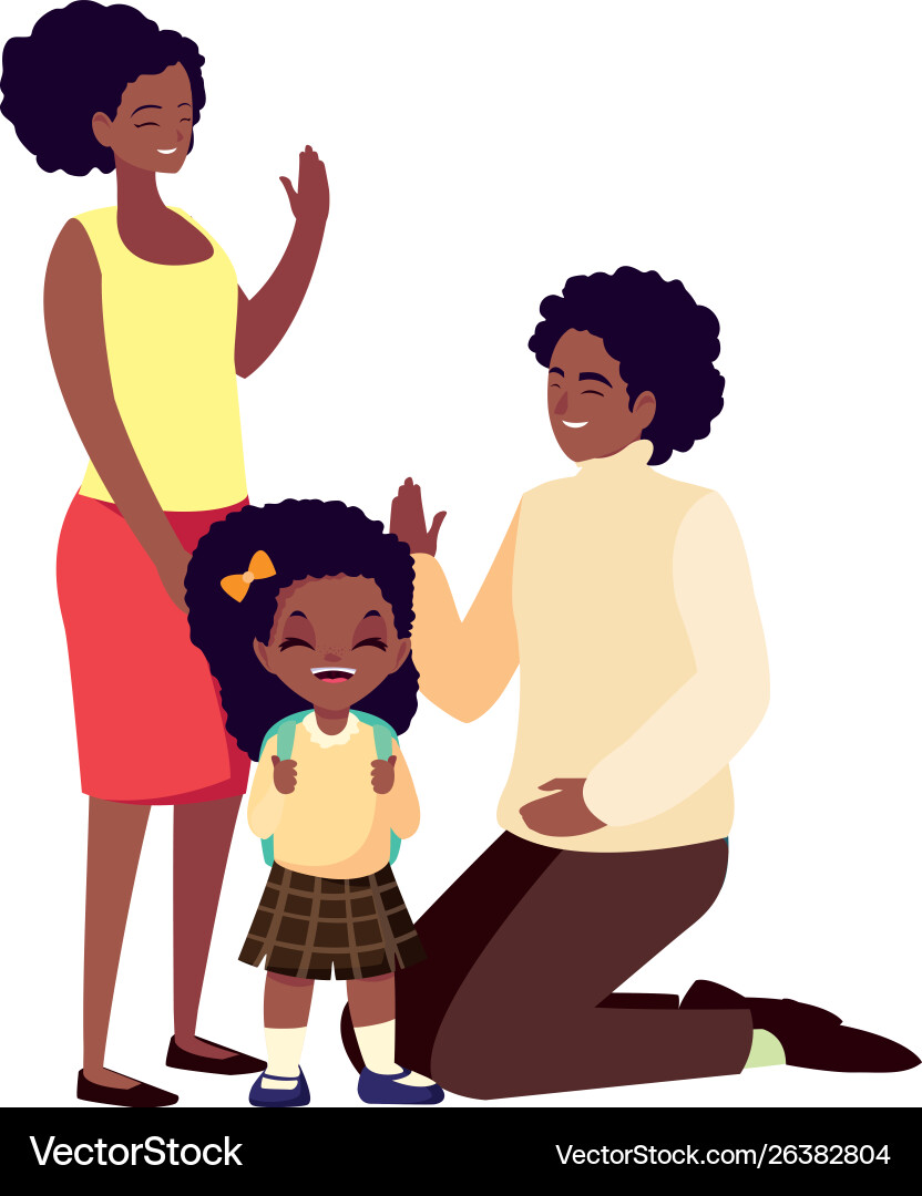 Parents with school girl student Royalty Free Vector Image