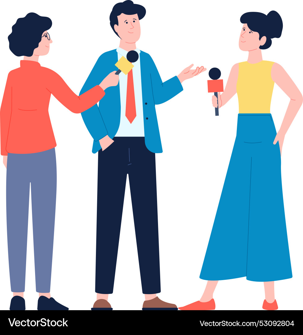 Reporters take interview professional journalist Vector Image