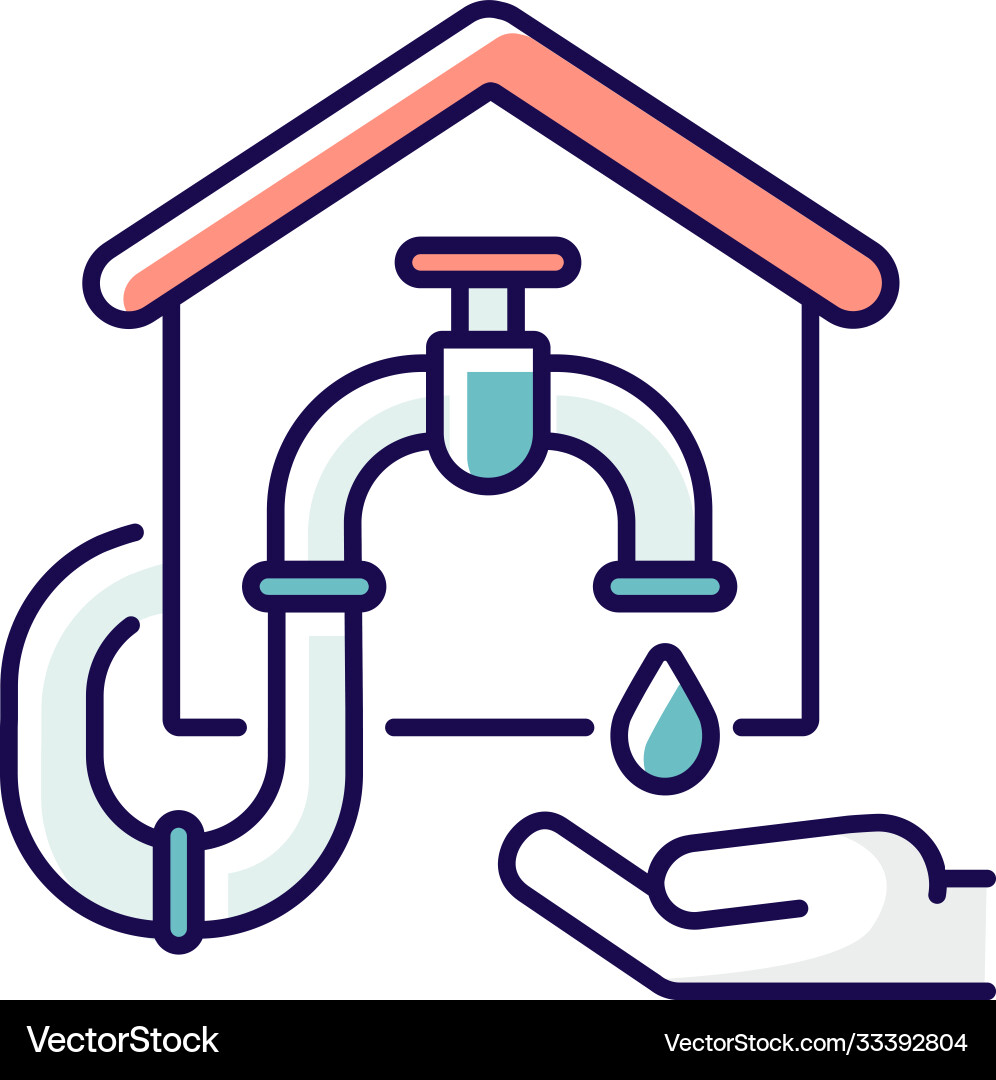 Water connection rgb color icon Royalty Free Vector Image