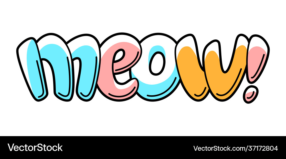 Written kitty meow cartoon Royalty Free Vector Image