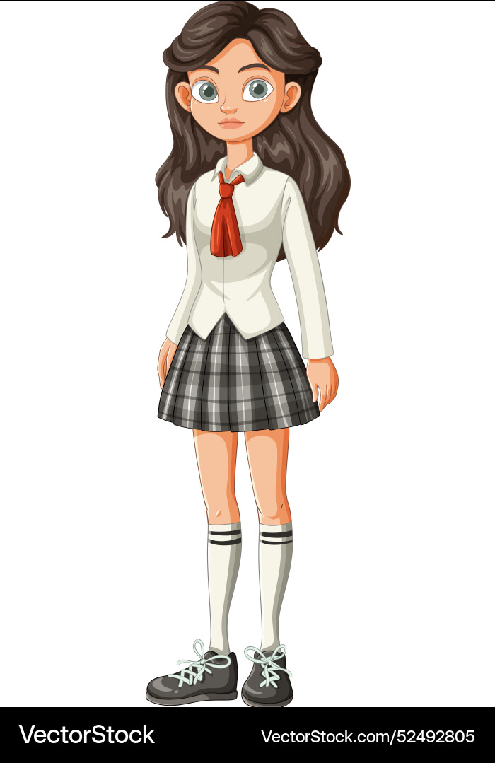 A student in school uniform standing Royalty Free Vector