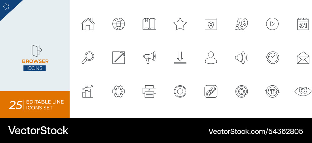 Browser line icon set - stock Royalty Free Vector Image