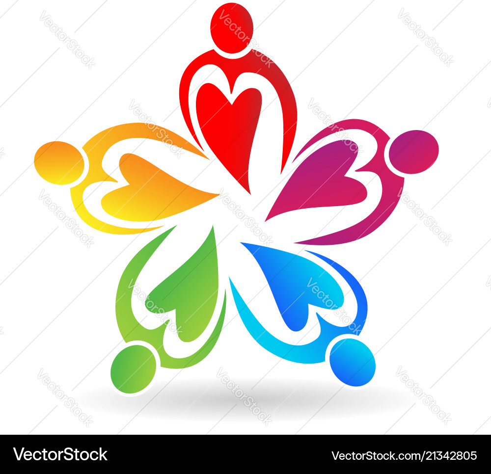 Heart people teamwork working together icon Vector Image
