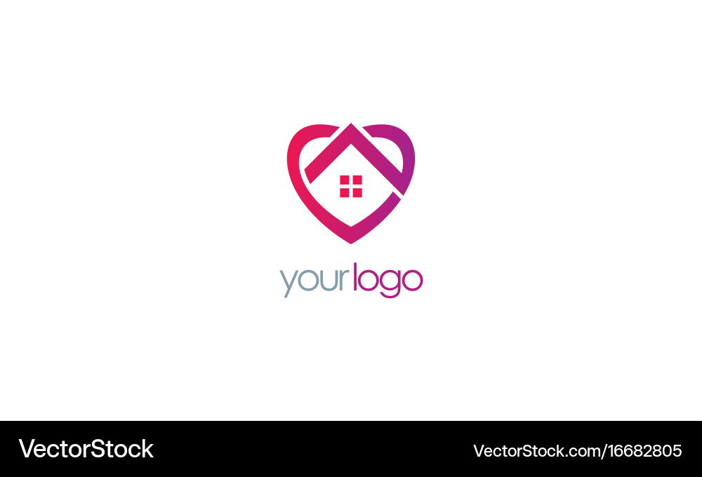 Home love heart logo Royalty Free Vector Image